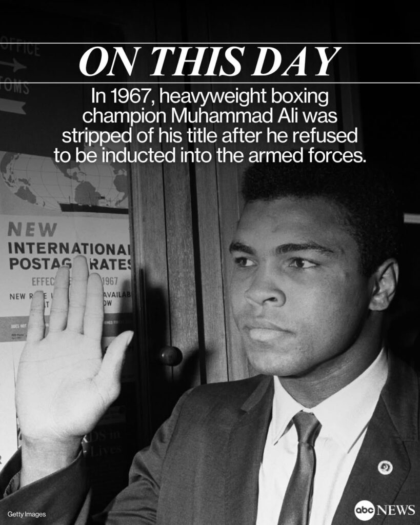 ON THIS DAY: In 1967, heavyweight boxing champion Muhammad Ali was ...